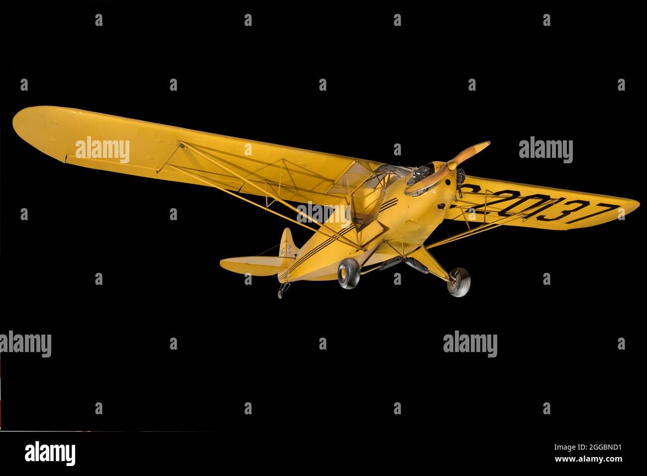 Single engine high wing monoplane; yellow and black; 40 hp continental ...