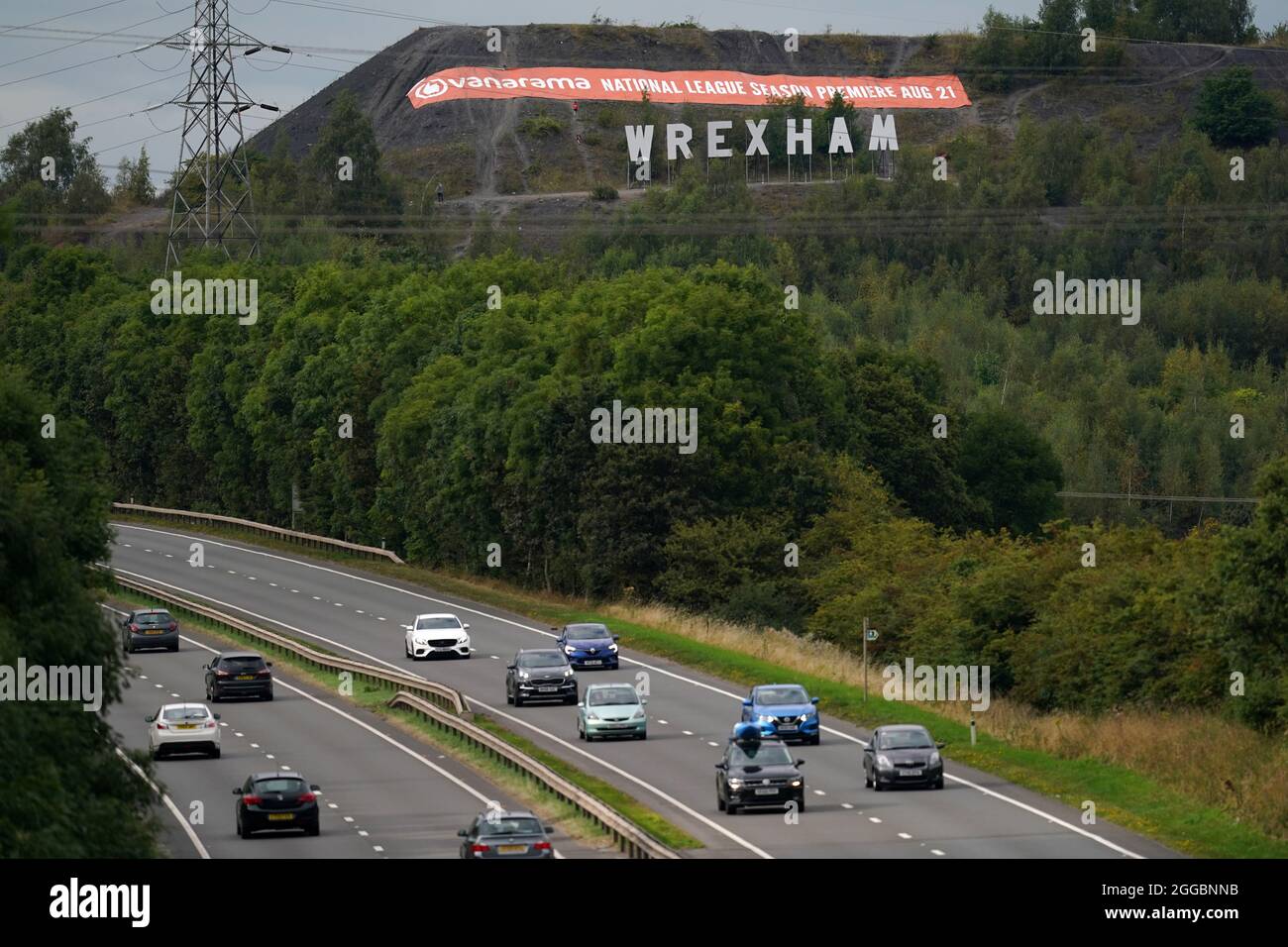 A large sign for Wrexham, in the style of the Hollywood sign in Los ...