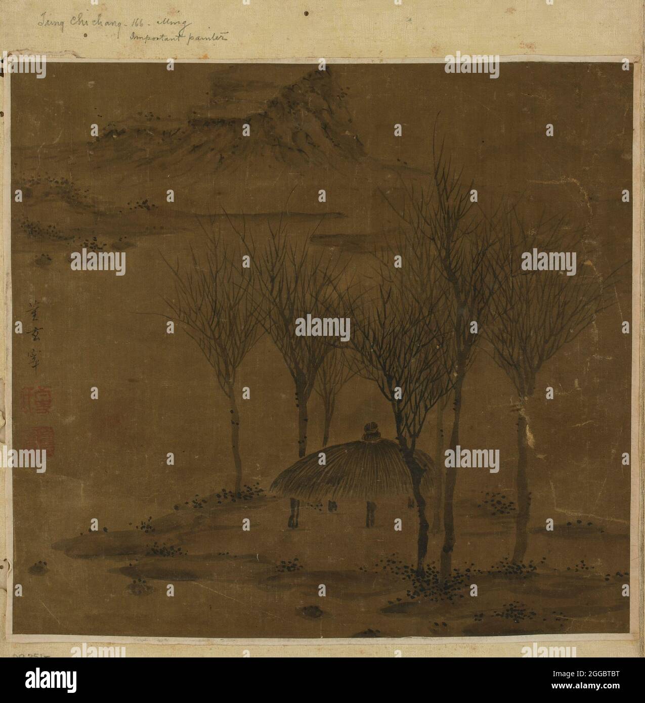 Pavilion in a grove by the water, Ming dynasty, 17th century. Formerly ...