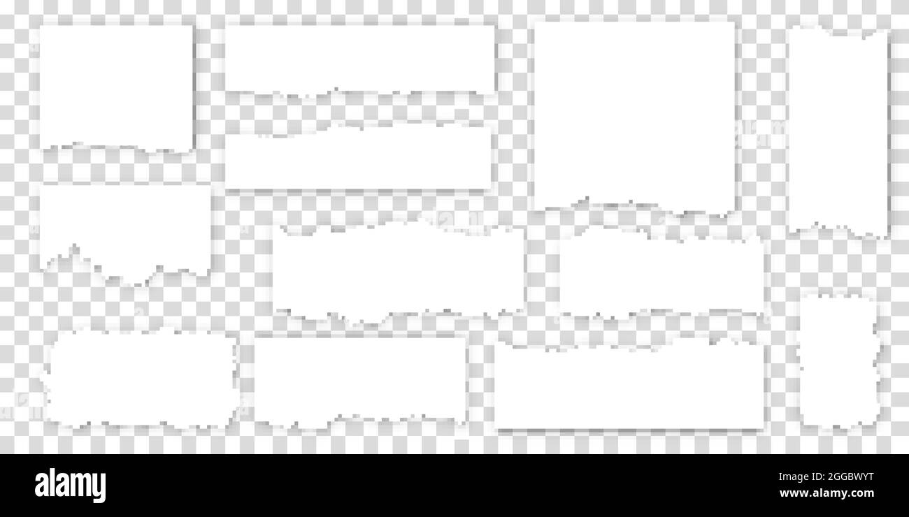 White ripped paper strips collection. Vector illustration isolated on ...