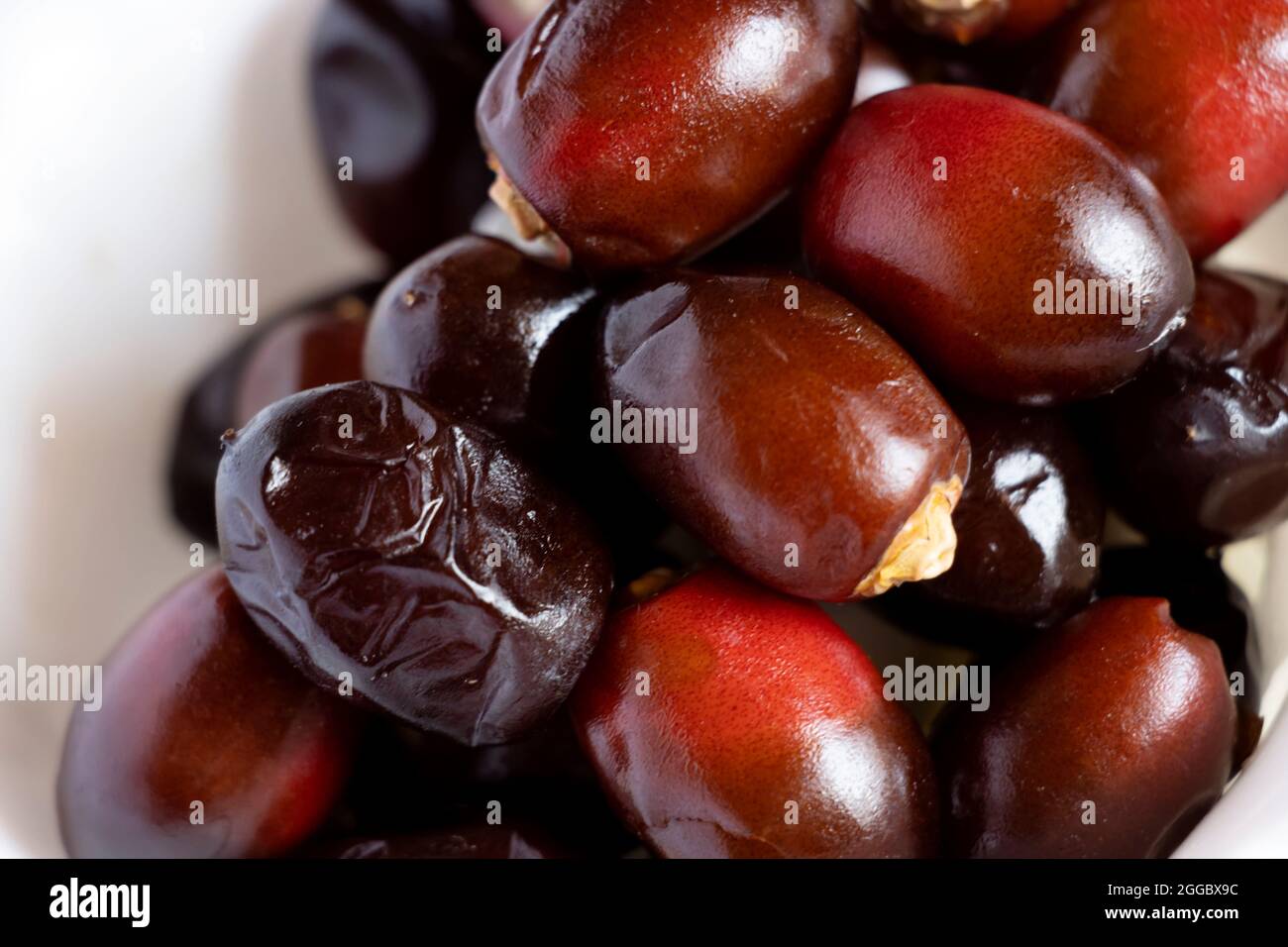 Beautiful Tasty Fresh Dark Red Dates Fruit Or Date Palm In White ...