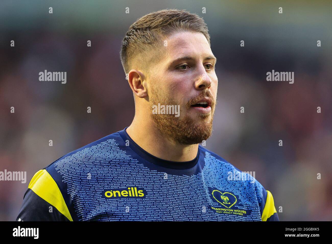 Tom Lineham (2) of Warrington Wolves during pre match warm up Stock ...
