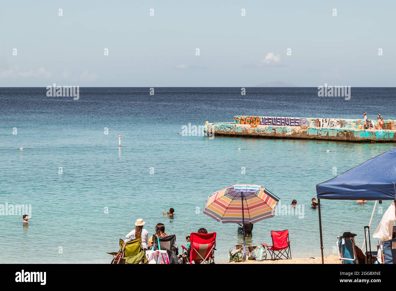 PUERTO RICO, UNITED STATES - Aug 08, 2021: The people resting on a ...