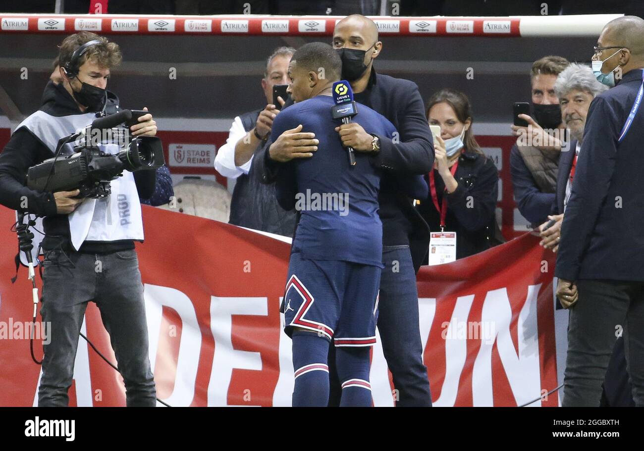 Kylian Mbappe of PSG with Thierry Henry, pundit for Amazon Prime Video ...