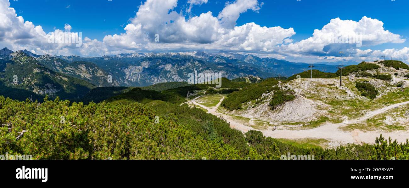 A panorama picture of the landscape of the Triglav National Park as ...