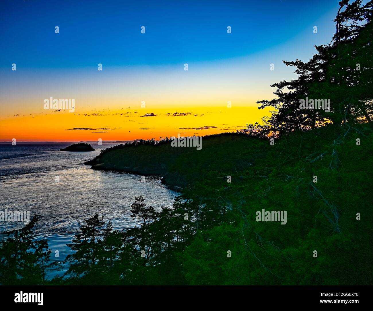 Sunset from the Deception Pass Bridge in Washington Stock Photo - Alamy