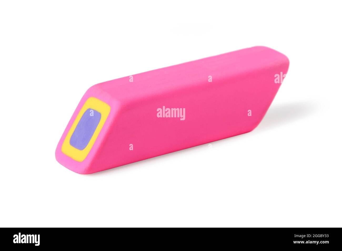 Pink student eraser isolated on white background Stock Photo - Alamy
