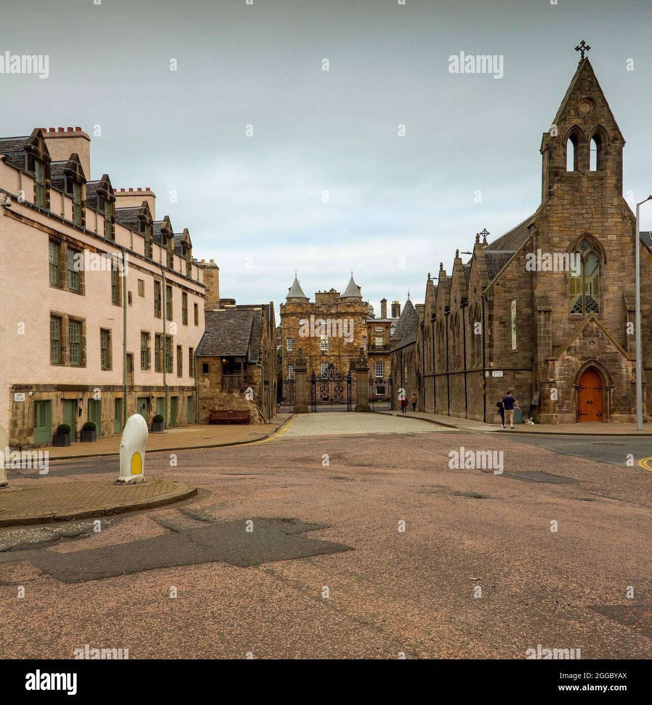 Holyrood Palace and Abbey Strand at the bottom of the Royal Mile in ...