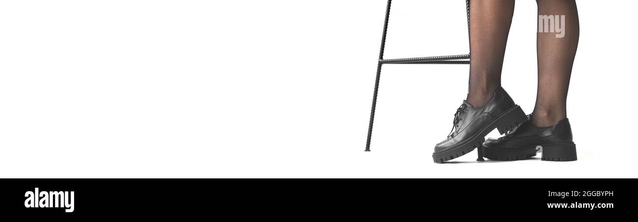 Cinema production and backstage banner. Woman legs in black and ...