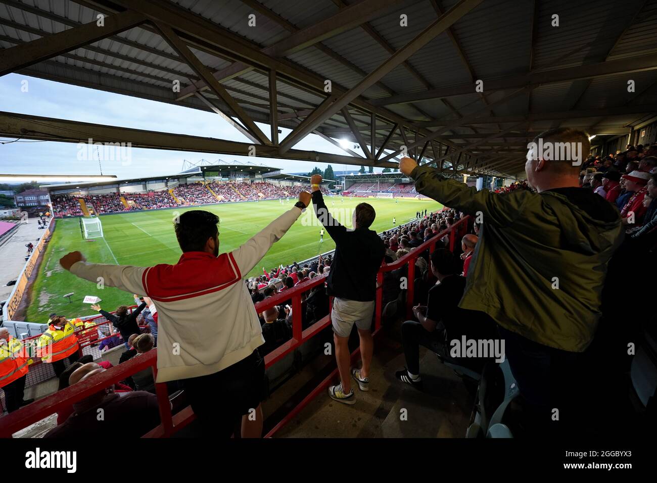 Wrexham fans watch the game from the stands hi-res stock photography ...