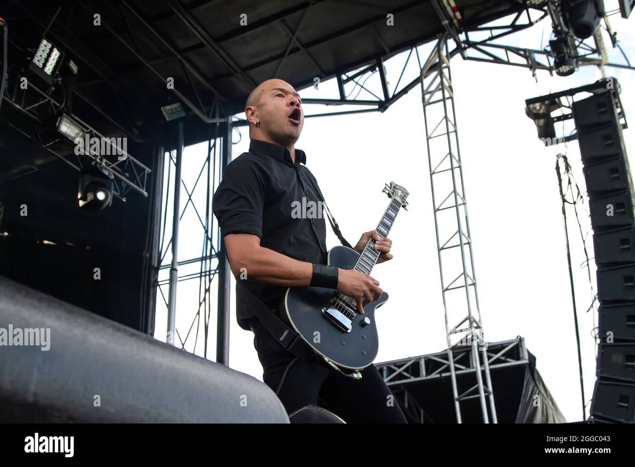 Edmonton, Canada. 29th Aug, 2021. Rock Band Danko Jones performs during ...