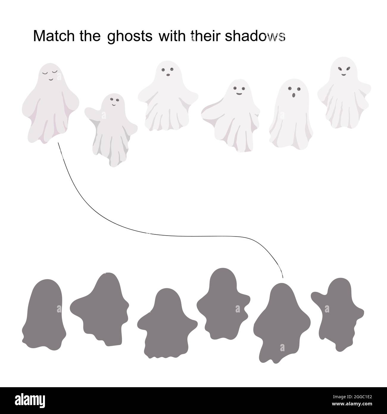 Halloween ghosts and their shadows matching game, kids activities ...