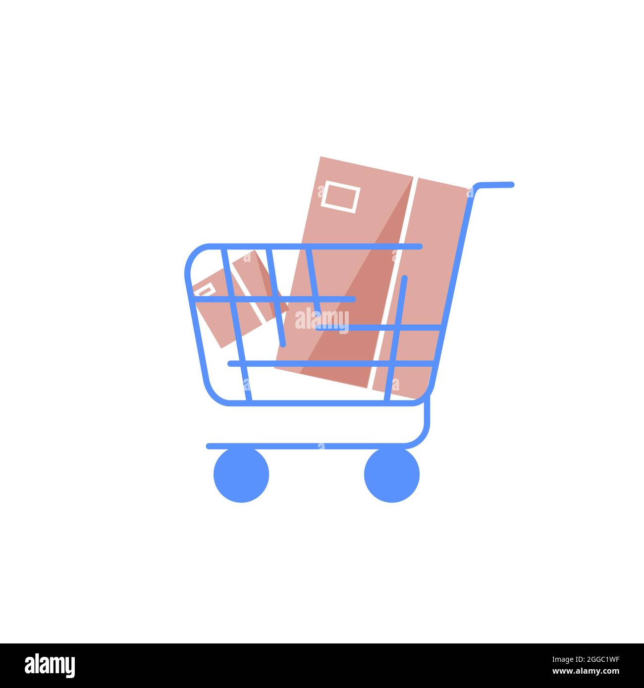 Flat cartoon shopping trolley,consumerism social vector illustration ...
