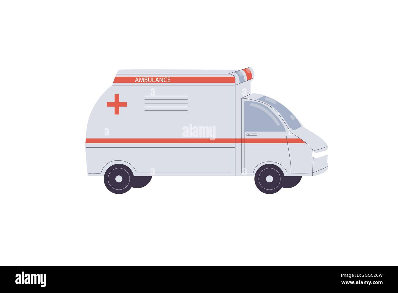 Flat cartoon ambulance car,emergency medical service vector ...