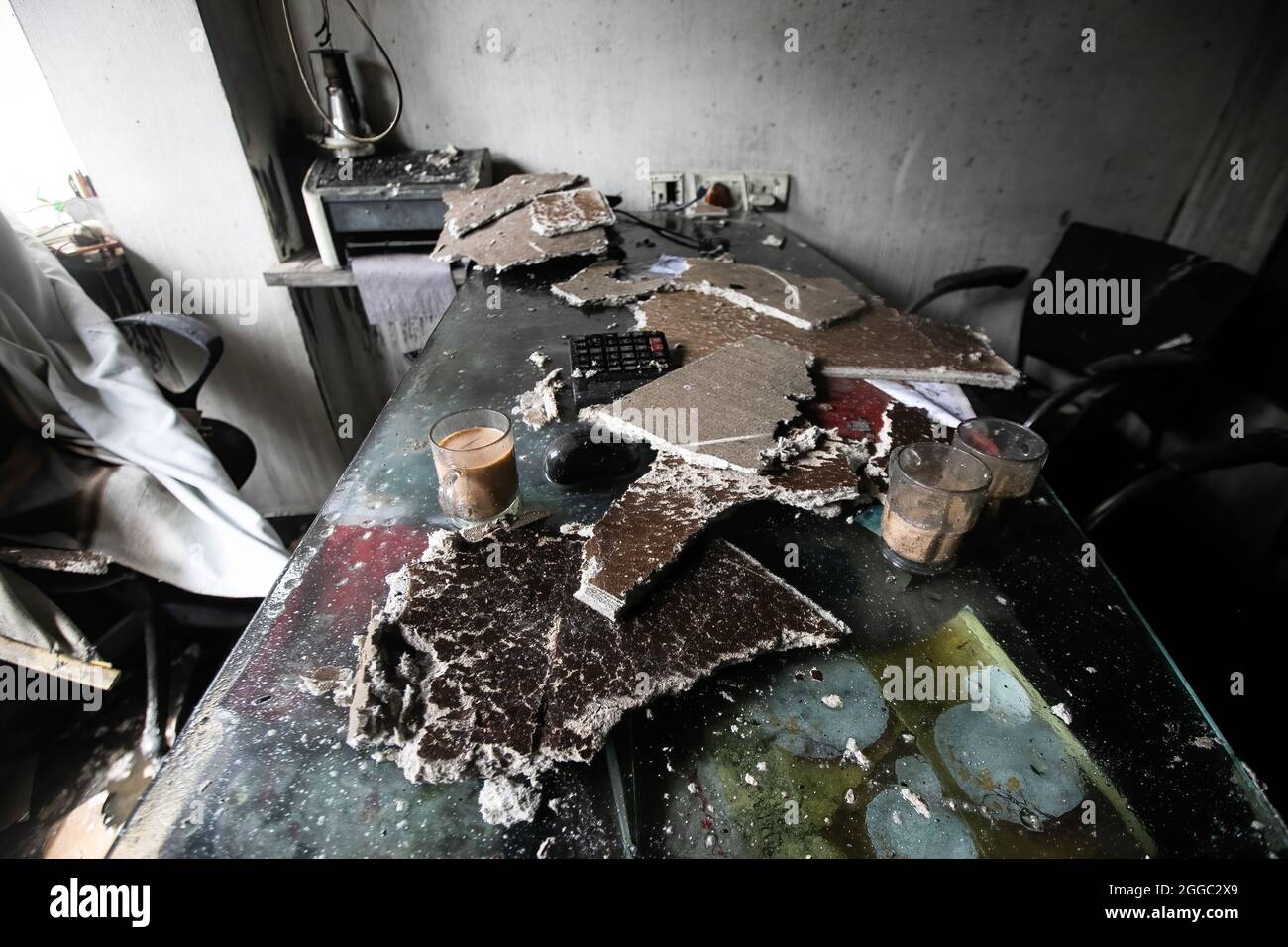 Kathmandu, Nepal. 07th Sep, 2021. The remains of an office structure ...