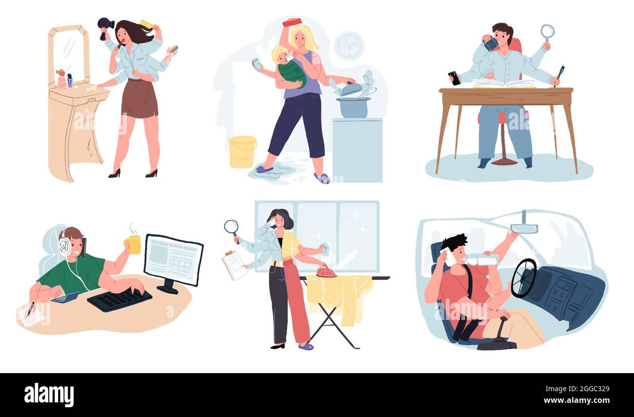 Flat cartoon successful characters,effective time management metaphor ...