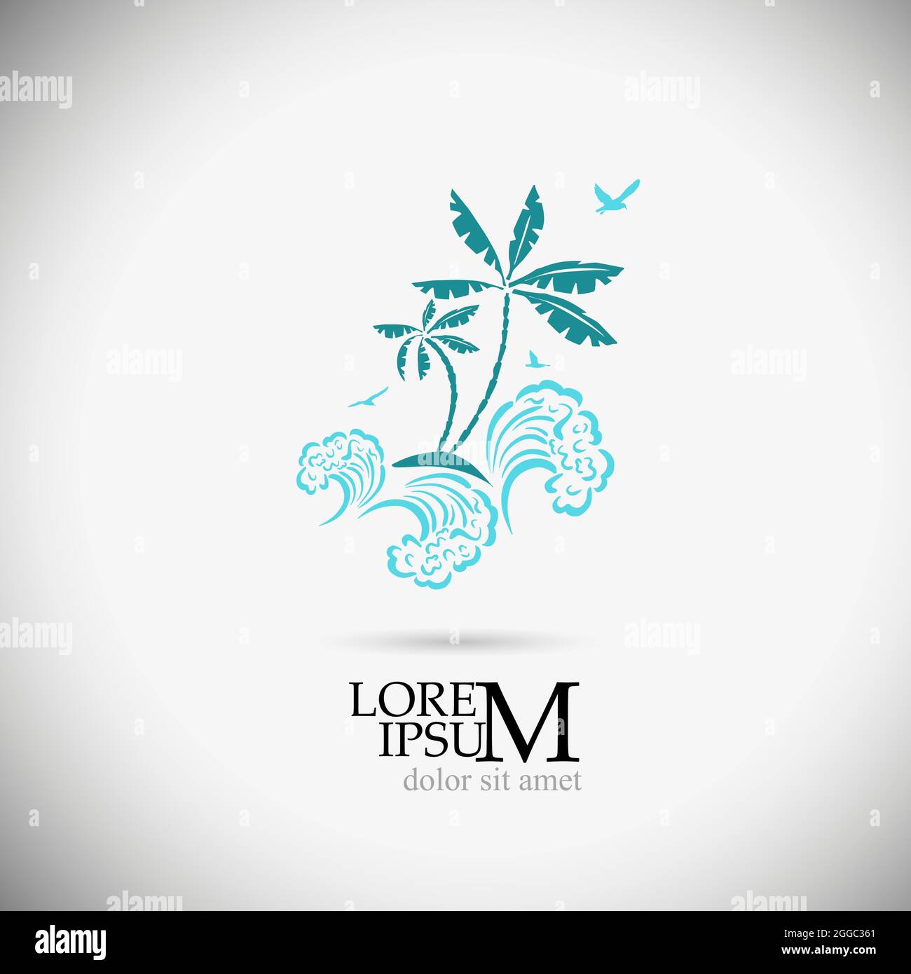 Logo sea, palm trees and seagulls. Vector illustration Stock Vector ...