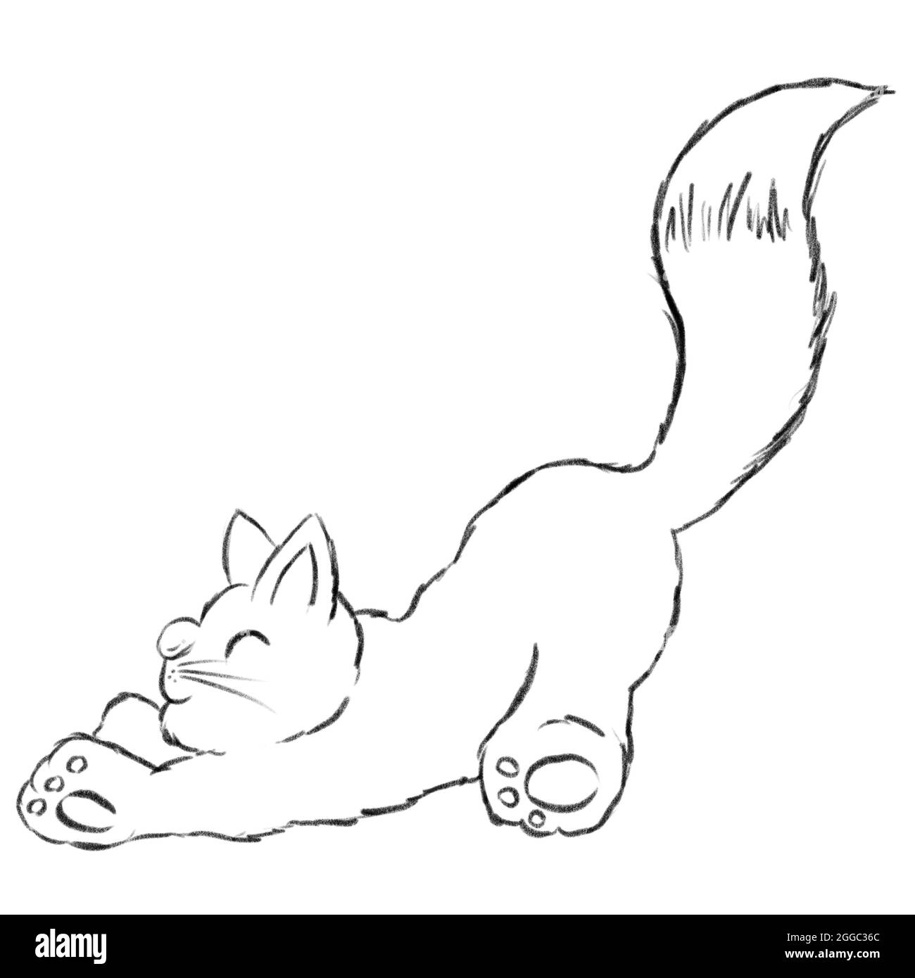 Cute Cartoon Fluffy Cat Illustration Stock Photo - Alamy