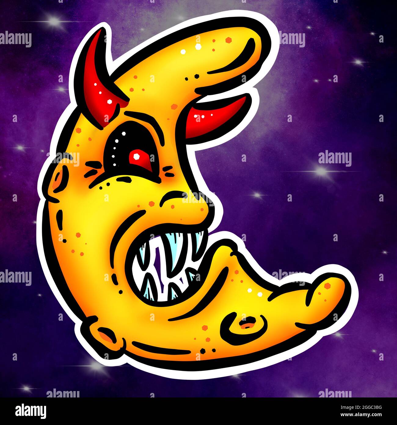 Halloween Devil Moon Cartoon Character Stock Photo - Alamy