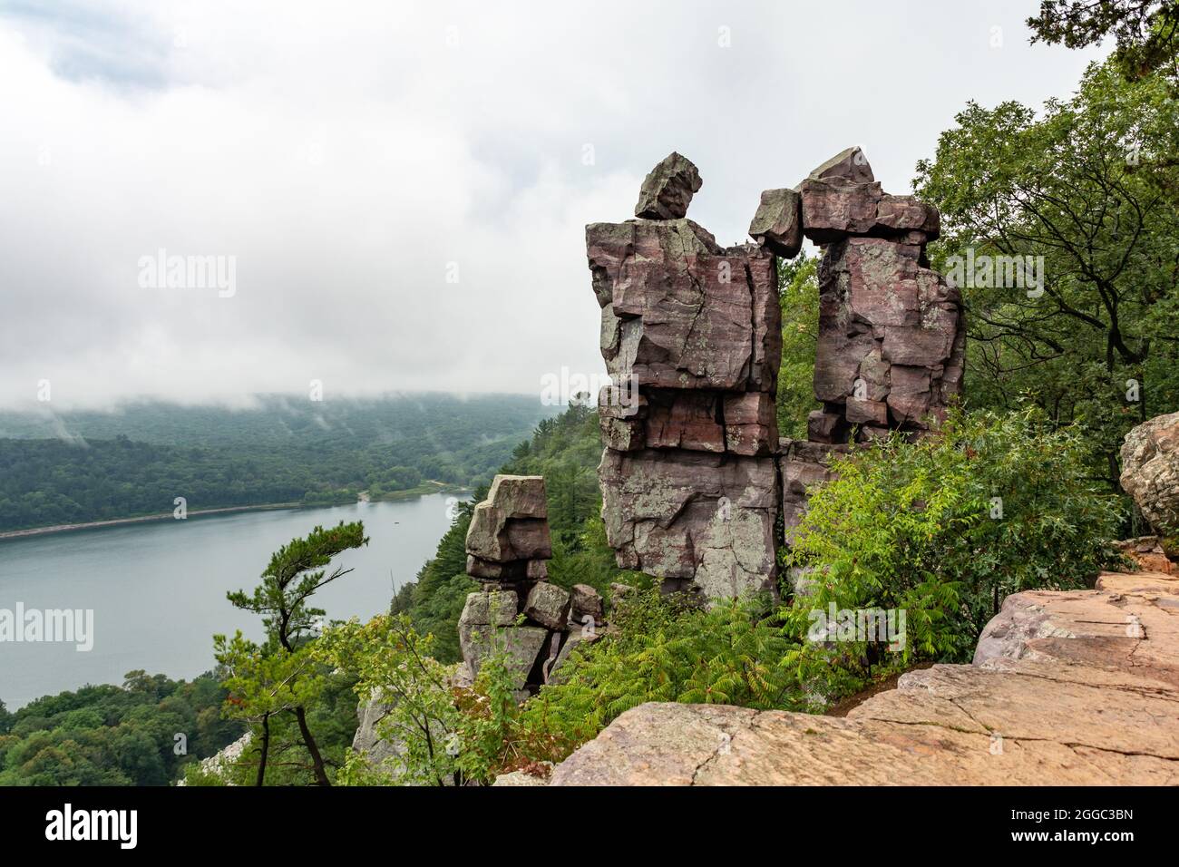 Devils Doorway rock formation overlooking Devils Lake. Devils Lake ...