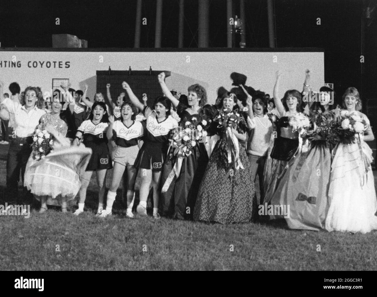Uvalde Texas USA: Teenage girls wearing ballgowns and holding bouquets ...