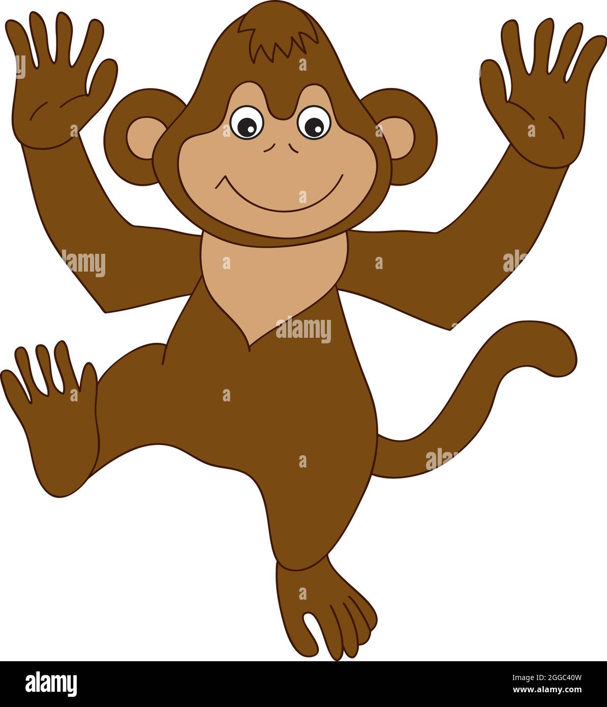 Cute Baby Monkey Dancing. Vector Baby Monkey Stock Vector Image & Art ...
