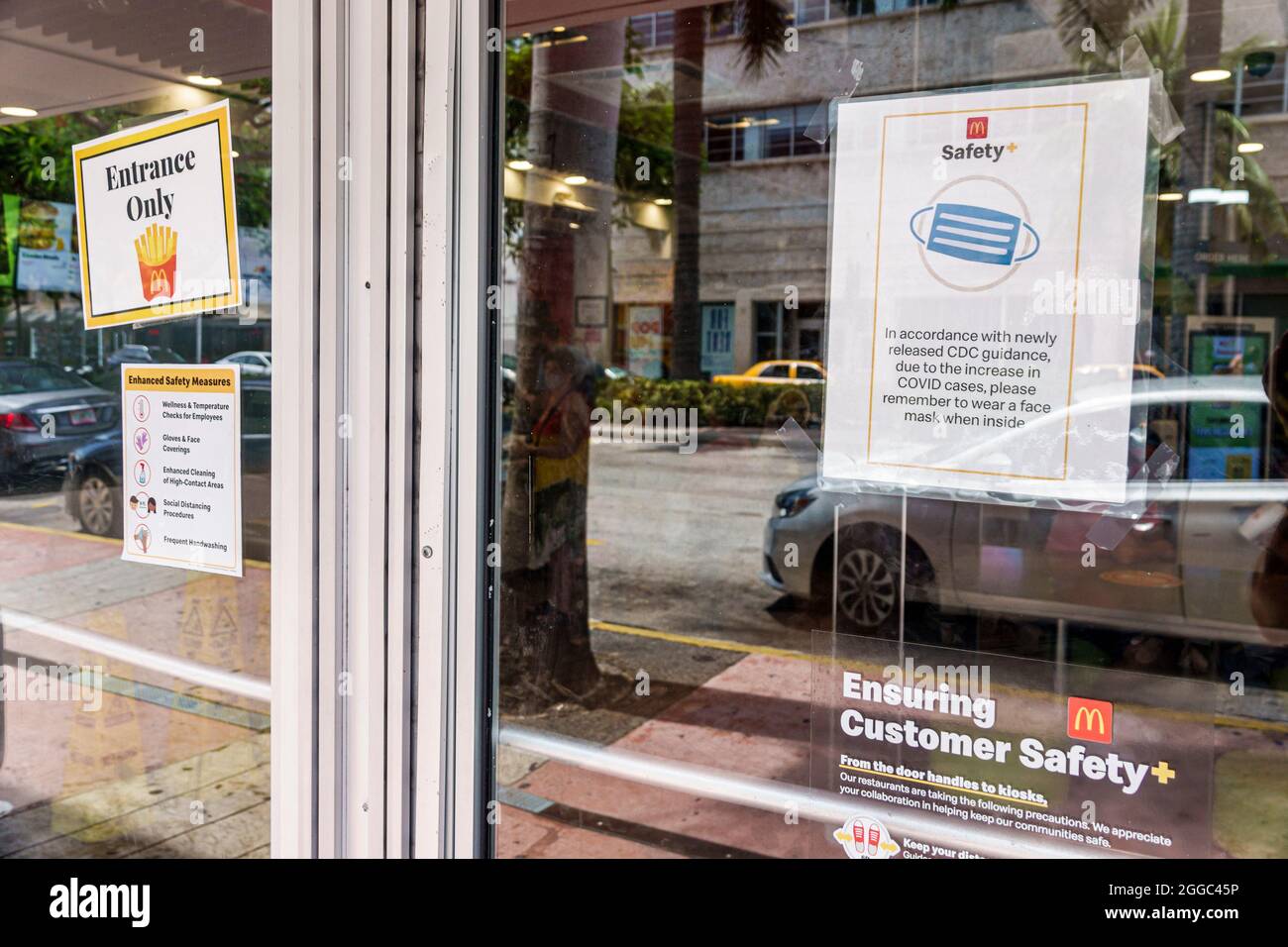 Miami Beach Florida McDonald's restaurant entrance sign notice face ...