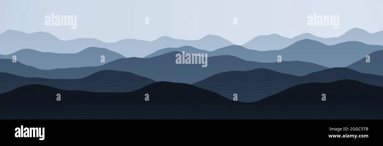 modern flat of hills ridges in the clouds digitally made background ...