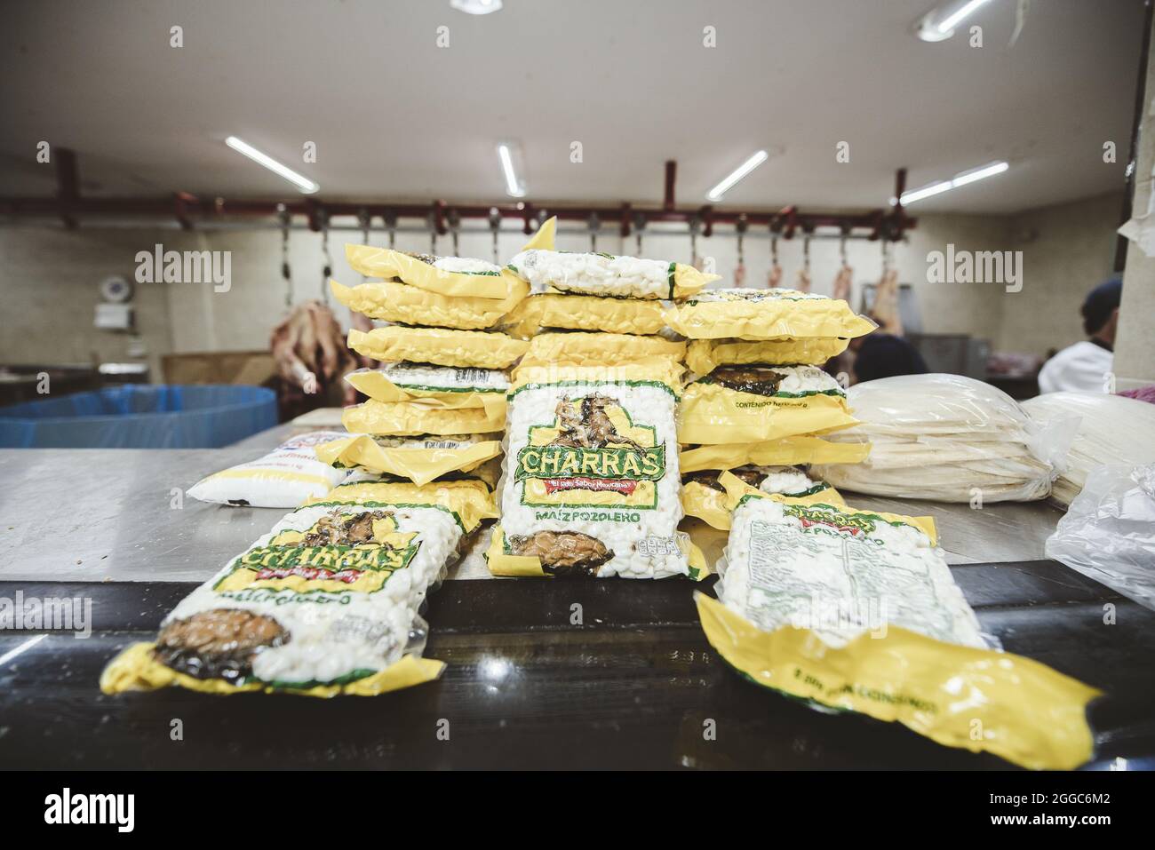 ZACATECAS, MEXICO - Apr 01, 2018: A closeup of hominy commercial ...