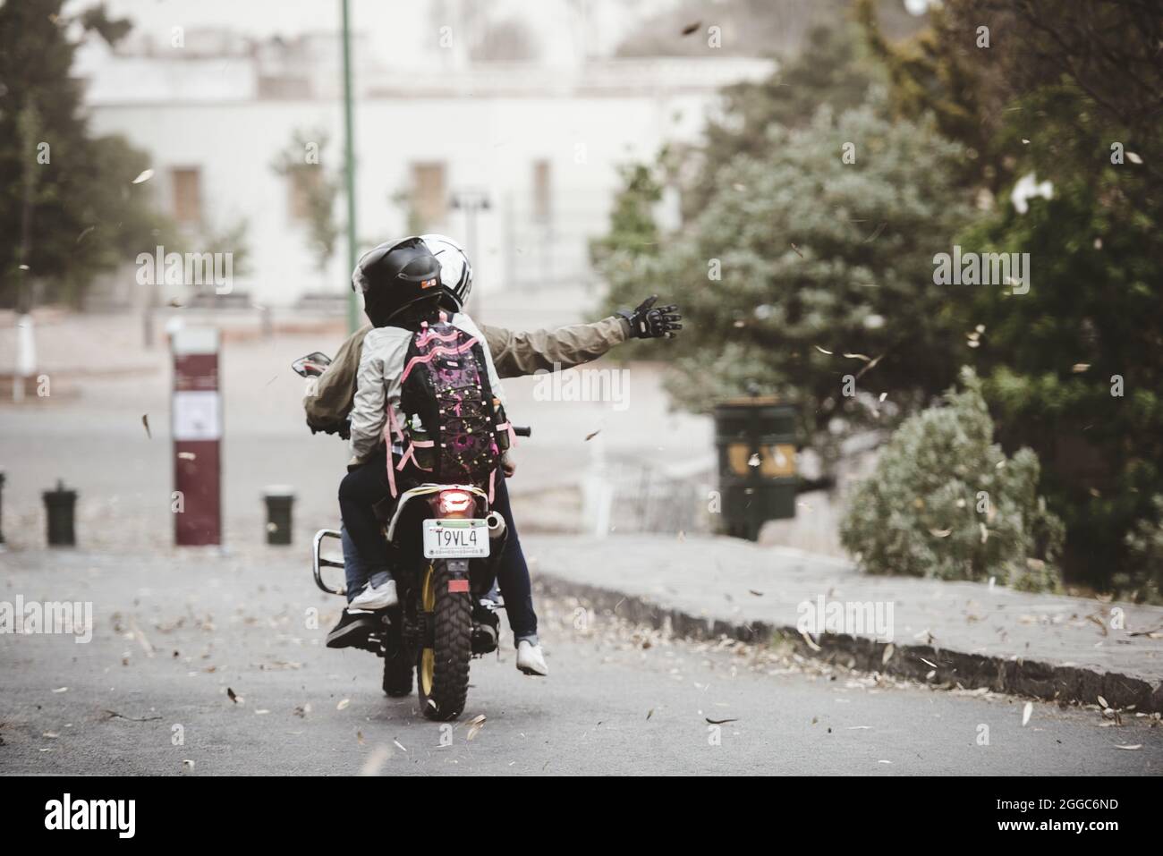 ZACATECAS, MEXICO - Apr 01, 2018: Some locals riding a motorcycle ...