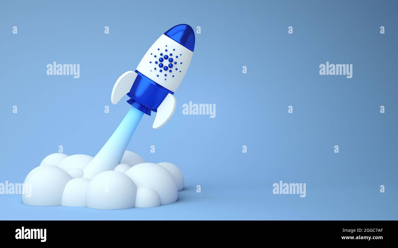 Cardano to the moon, bullish altcoin ADA cryptocurrency. Cardano token ...