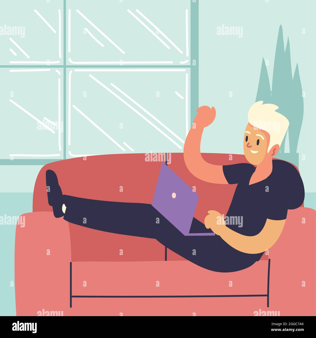 freelance working on sofa Stock Vector Image & Art - Alamy