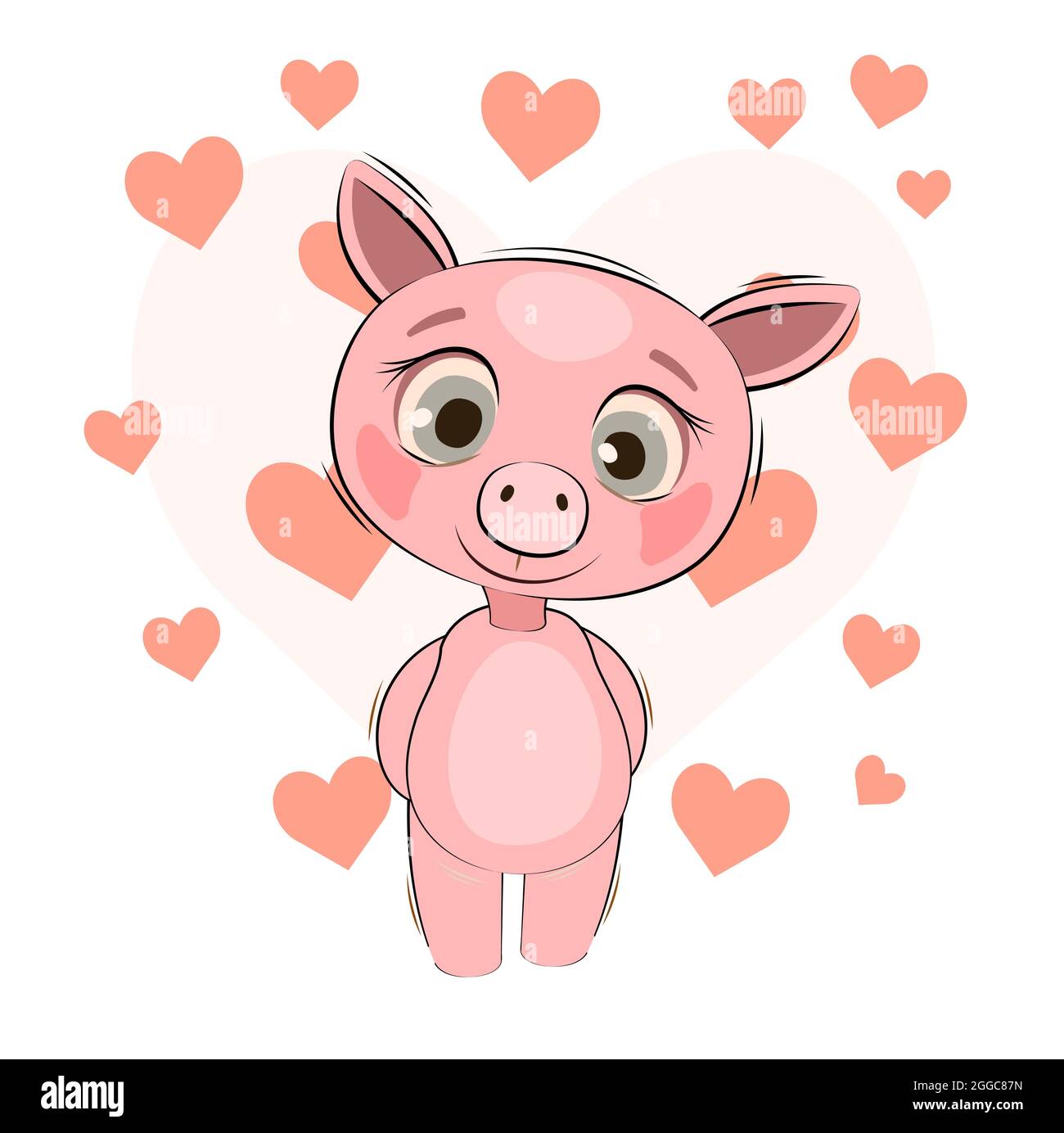 Little piglet cub. Pig Isolated object on white background. Cheerful ...