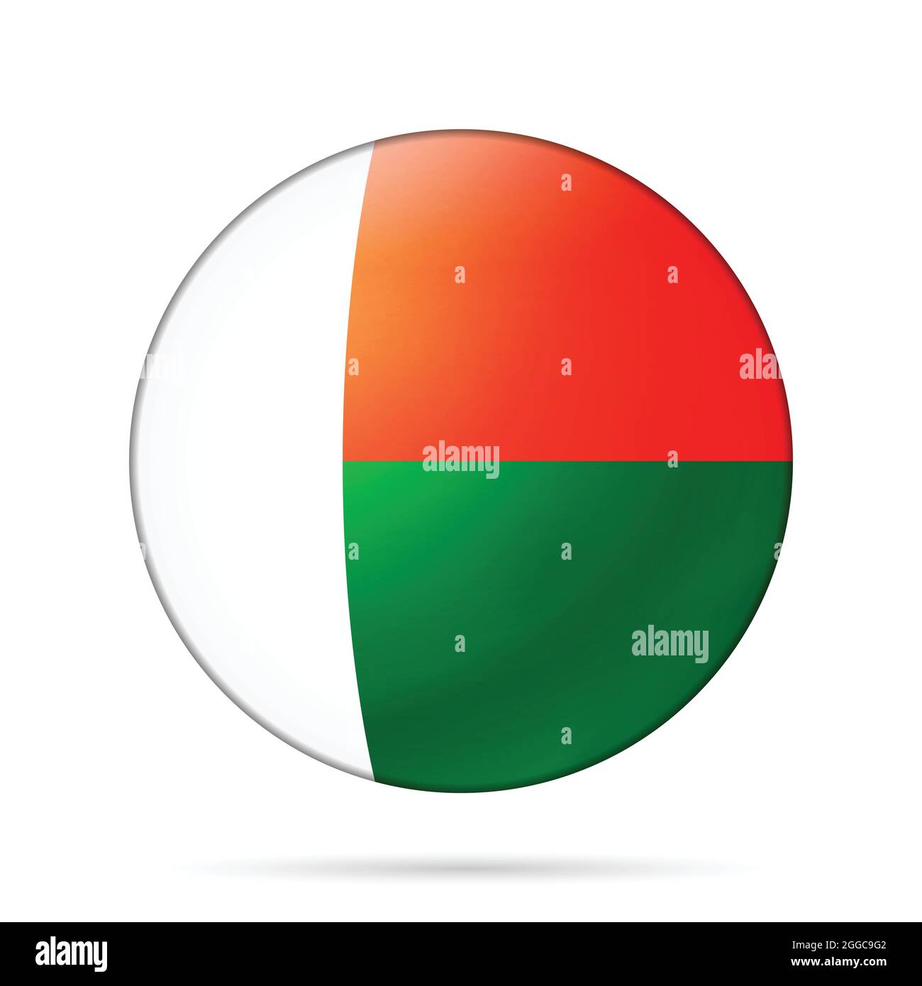 Glass light ball with flag of Madagascar. Round sphere, template icon ...