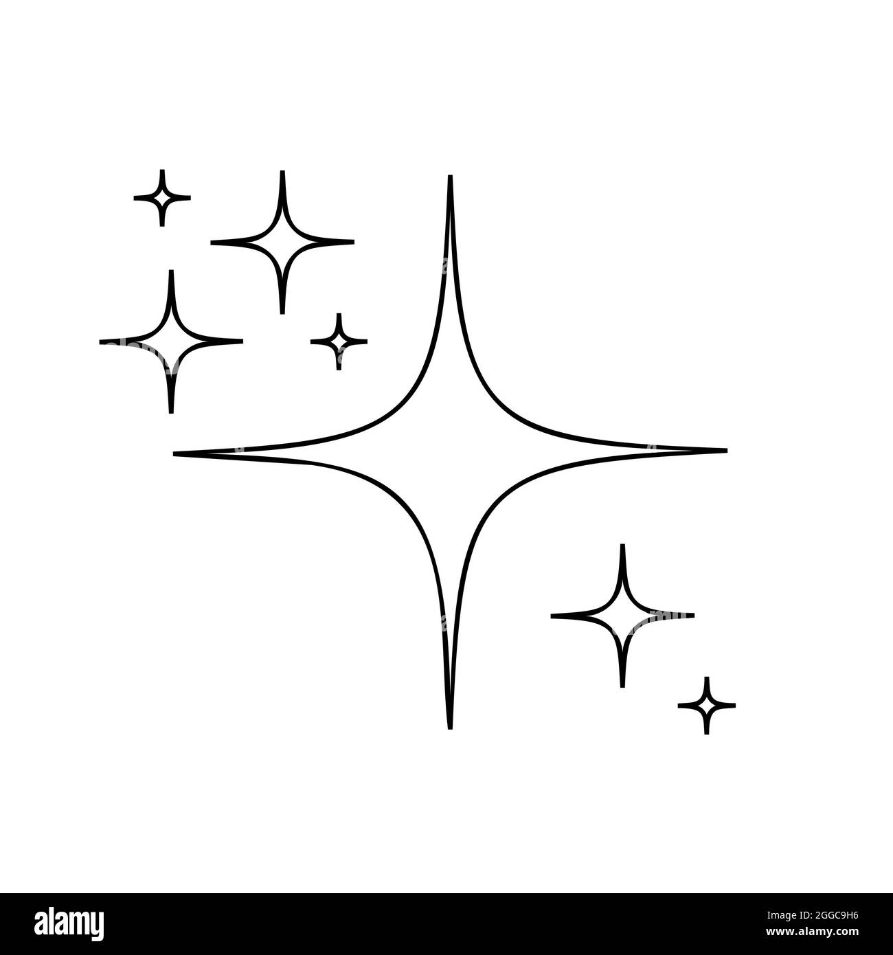 Outline star sparkles and twinkles isolated on white background. Bright ...