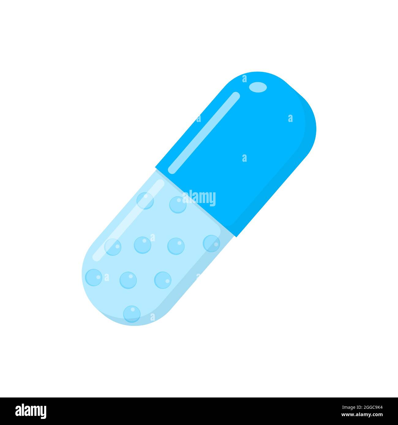 Blue capsule with dragees. Spansula with drug granules isolated on ...