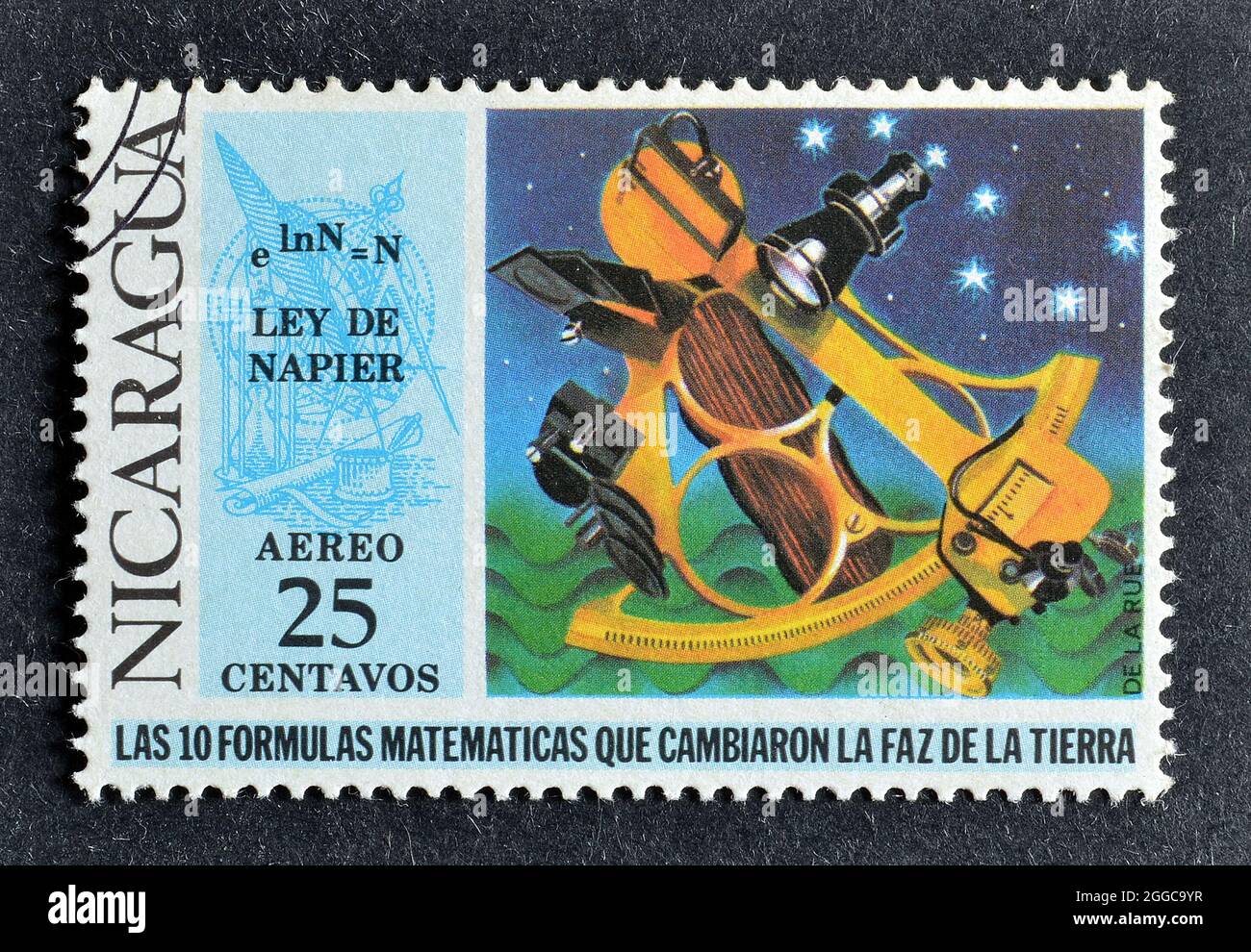 Cancelled postage stamp printed by Nicaragua, that shows Napier’s law ...