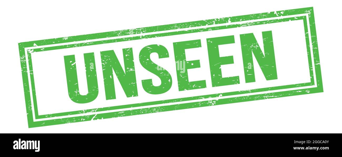 UNSEEN text on green grungy vintage rectangle stamp Stock Photo - Alamy
