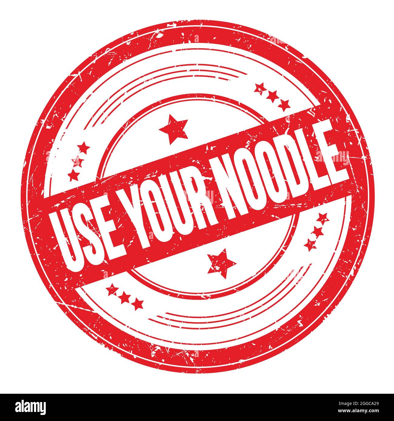 USE YOUR NOODLE text on red round grungy texture stamp Stock Photo - Alamy