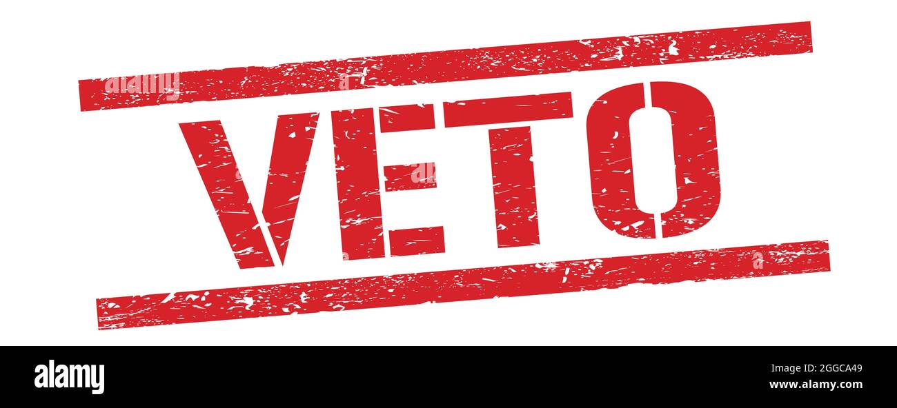 VETO text on red grungy rectangle stamp sign Stock Photo - Alamy