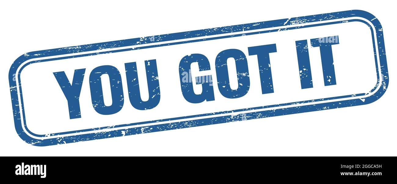 YOU GOT IT text on blue grungy vintage rectangle stamp Stock Photo - Alamy