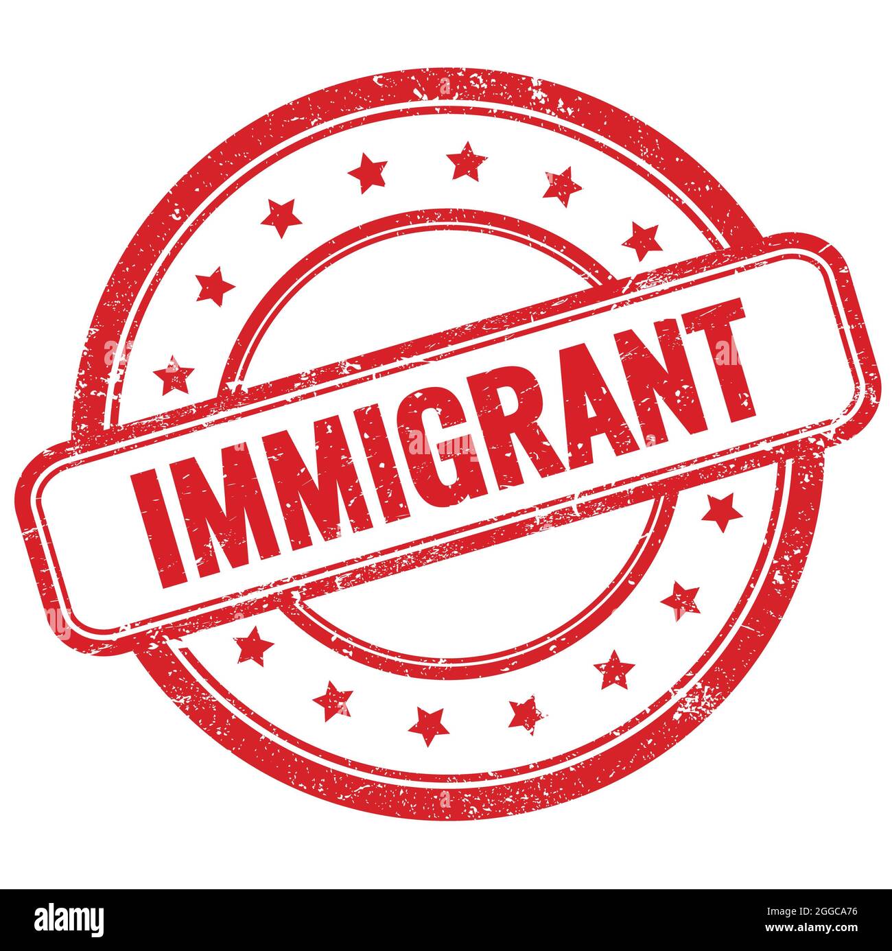 IMMIGRANT text on red vintage grungy round rubber stamp Stock Photo - Alamy