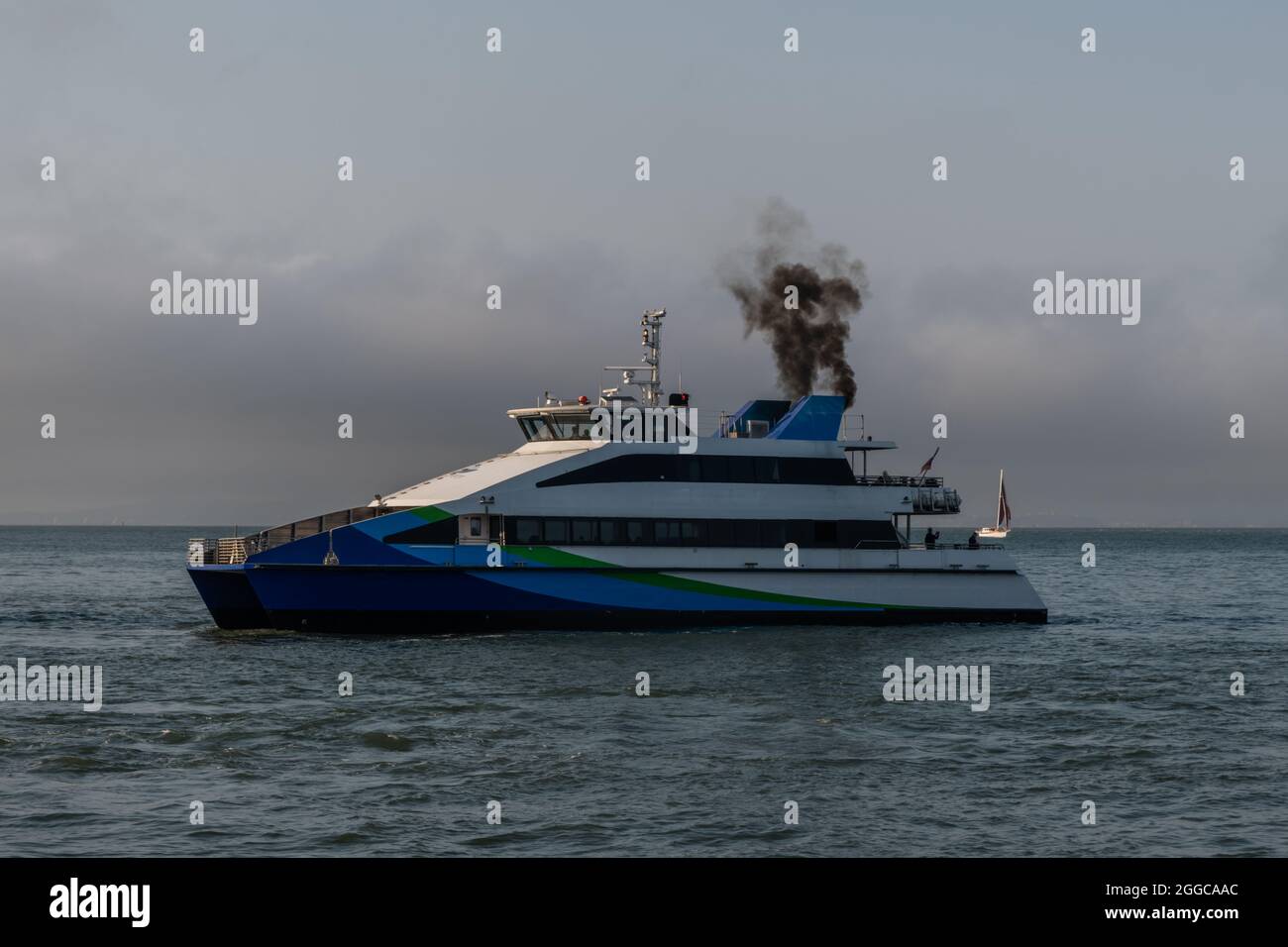 Sea nautical vessel transportation smoke air pollution hi-res stock ...