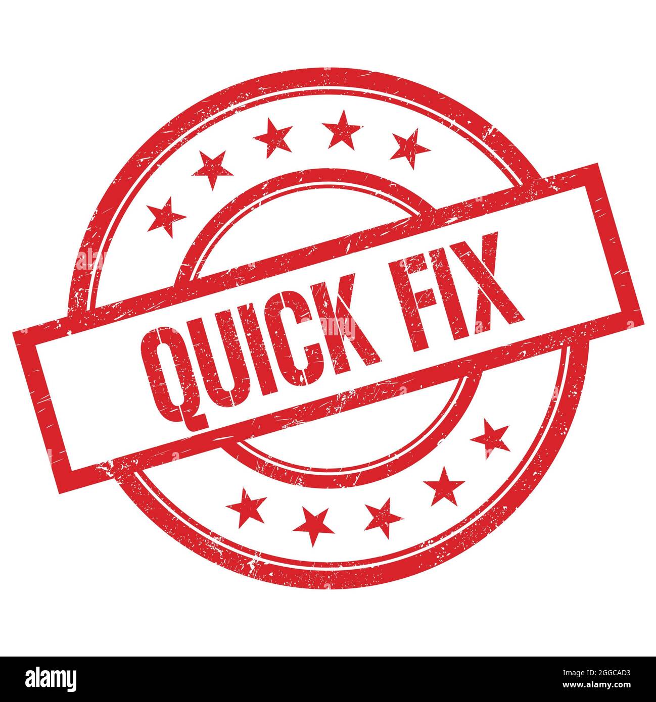 QUICK FIX text written on red round vintage rubber stamp Stock Photo ...