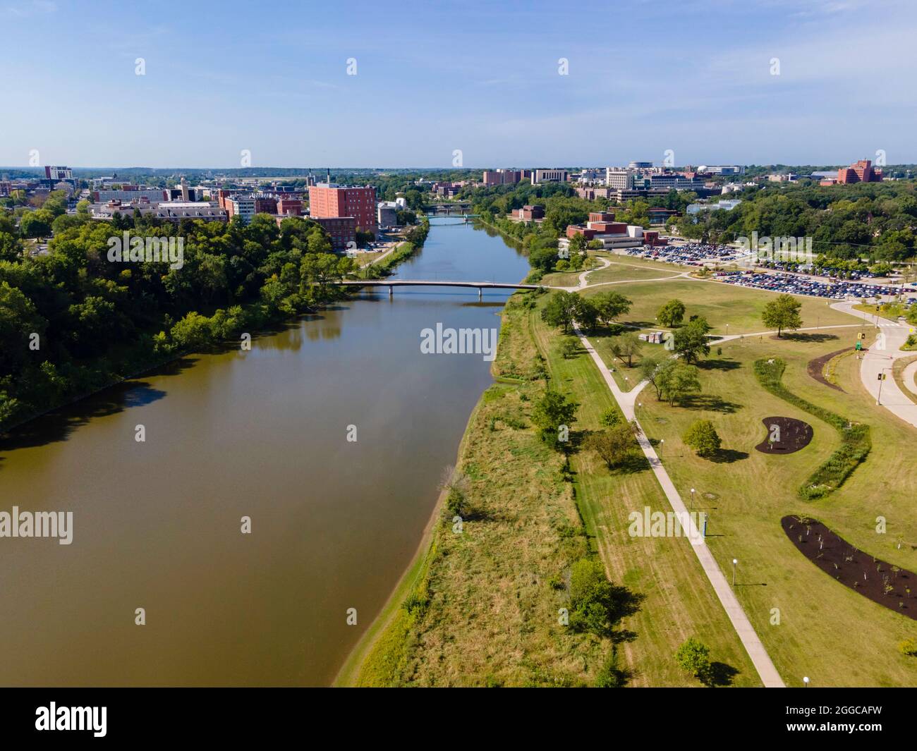 Aerial photograph of the beautiful University of Iowa campus and ...