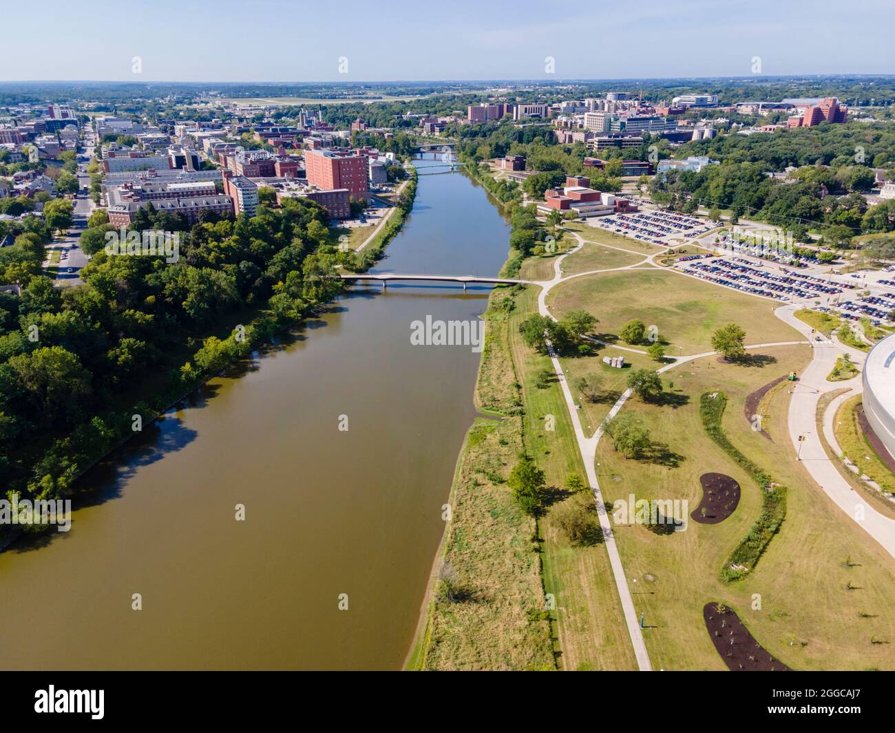Aerial photograph of the beautiful University of Iowa campus and ...