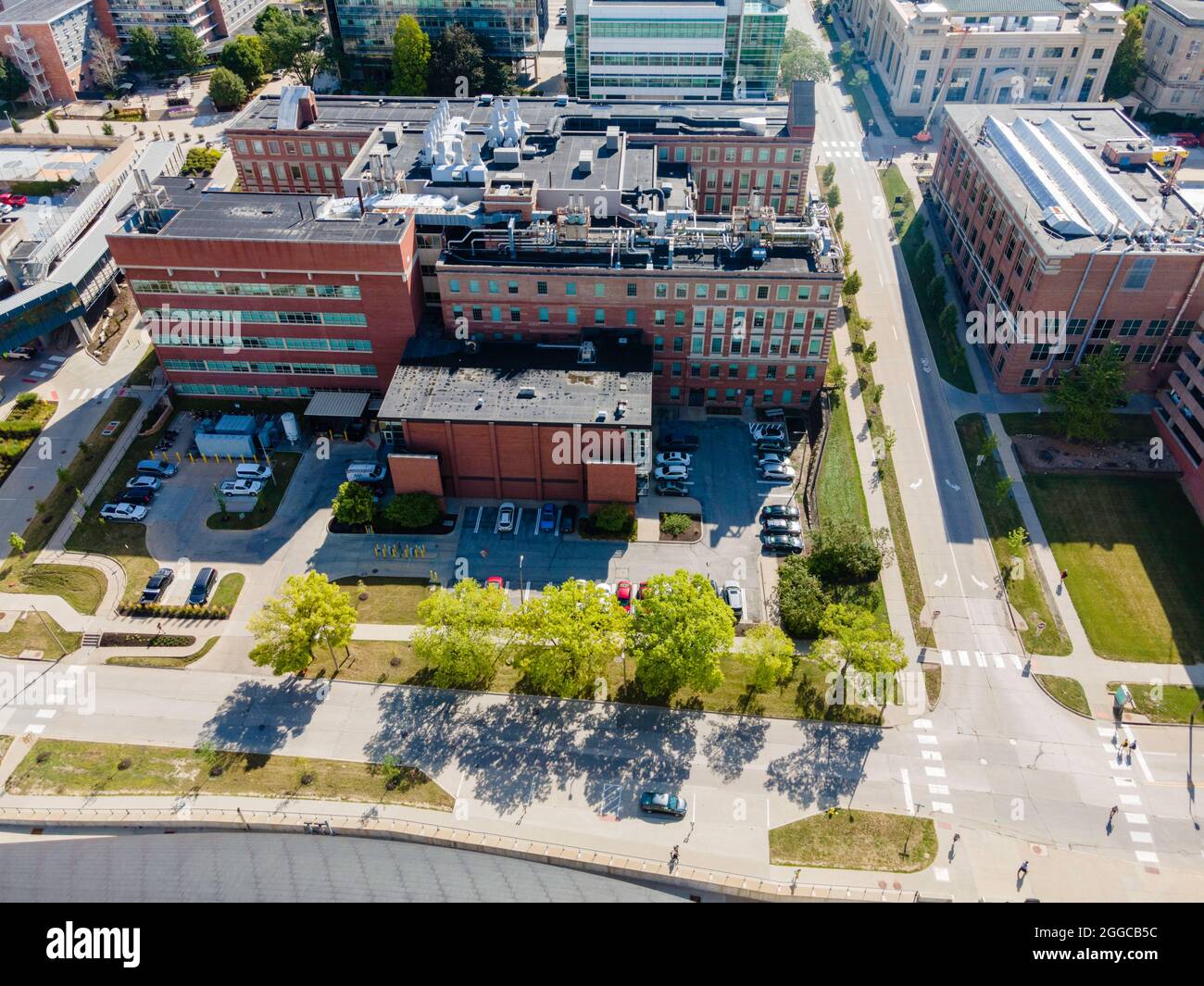 Aerial photograph of the beautiful University of Iowa campus and ...