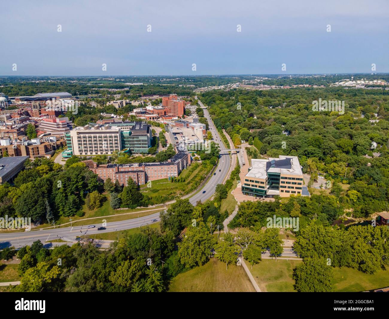 Aerial photograph of the beautiful University of Iowa campus and ...