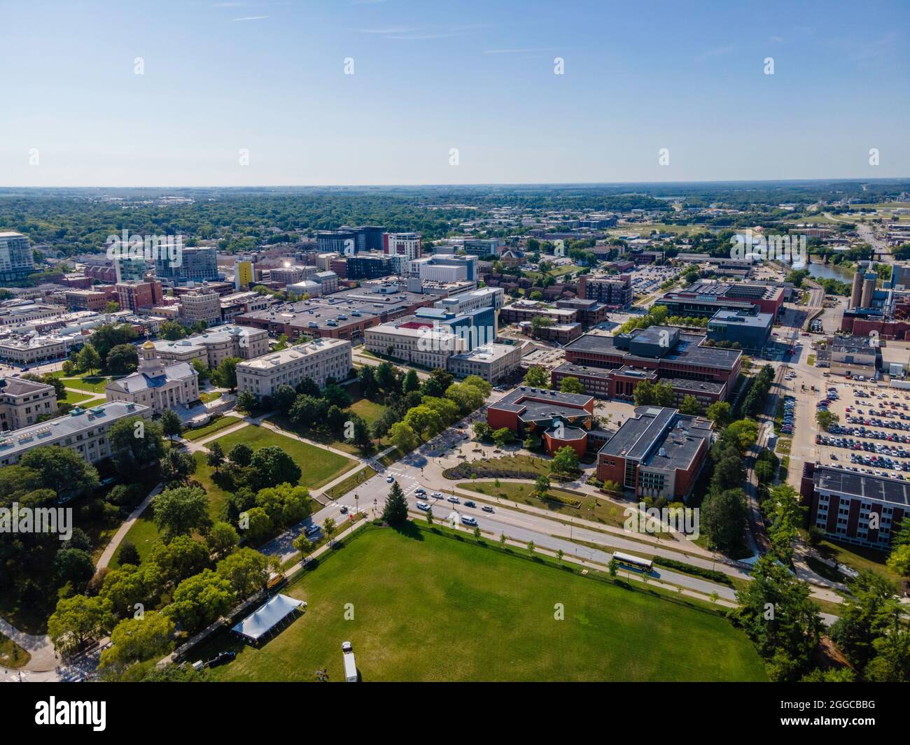 Aerial photograph of the beautiful University of Iowa campus and ...