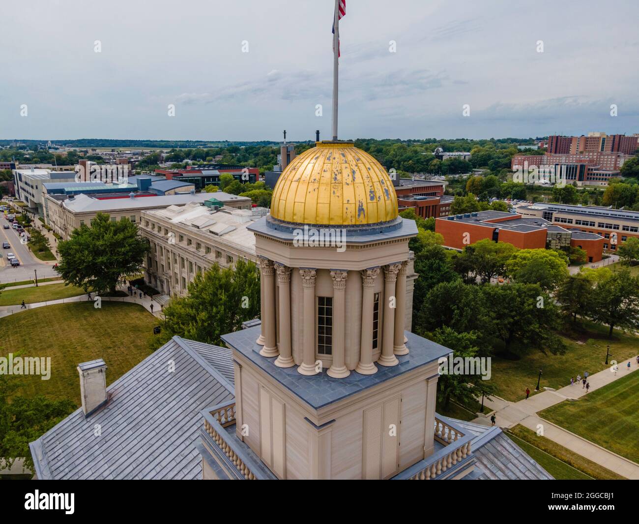 Old Capitol: Aerial photograph of the beautiful University of Iowa ...